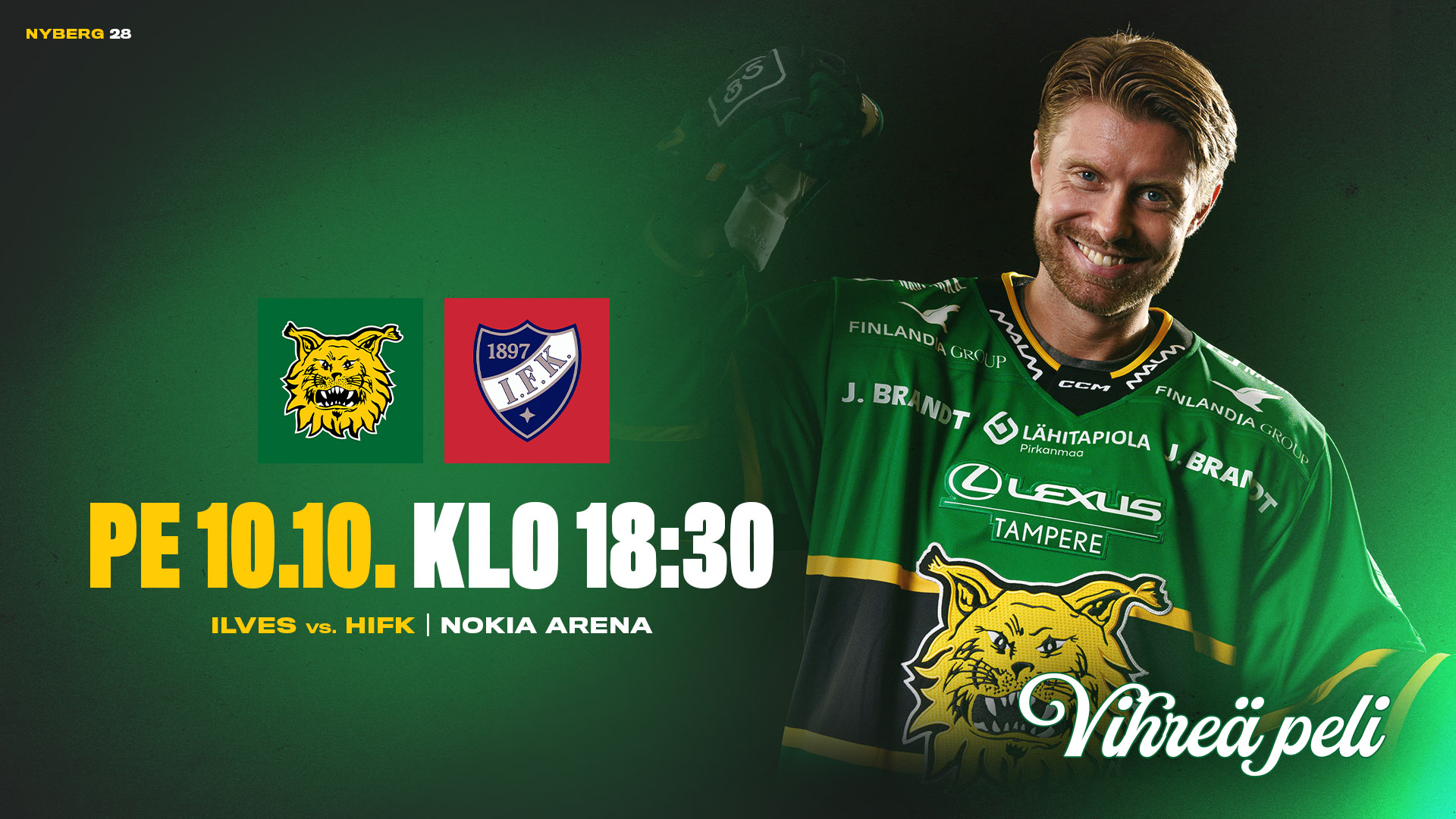 10.10.2025 pelattavan Ilves-HIFK -ottelun teemana on Vihreä peli ...